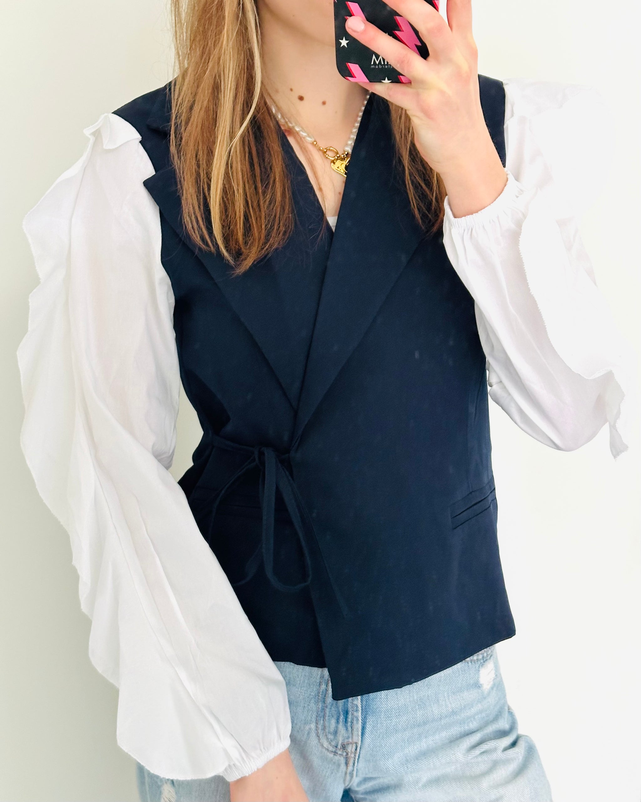 Wavy blazer navy